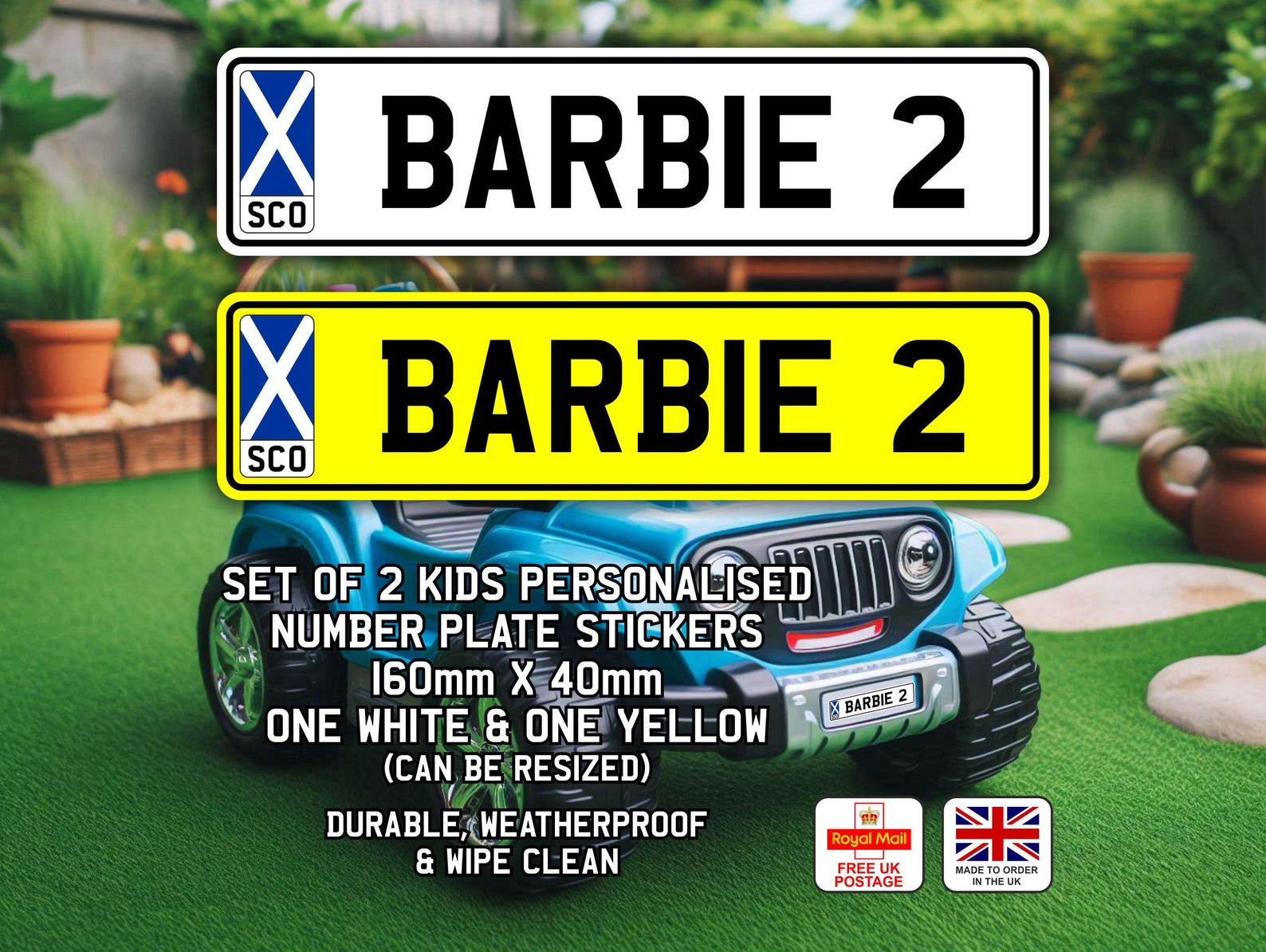 Personalized Ride-on Car Number Plate Stickers – Wales Flag, Waterproof ...