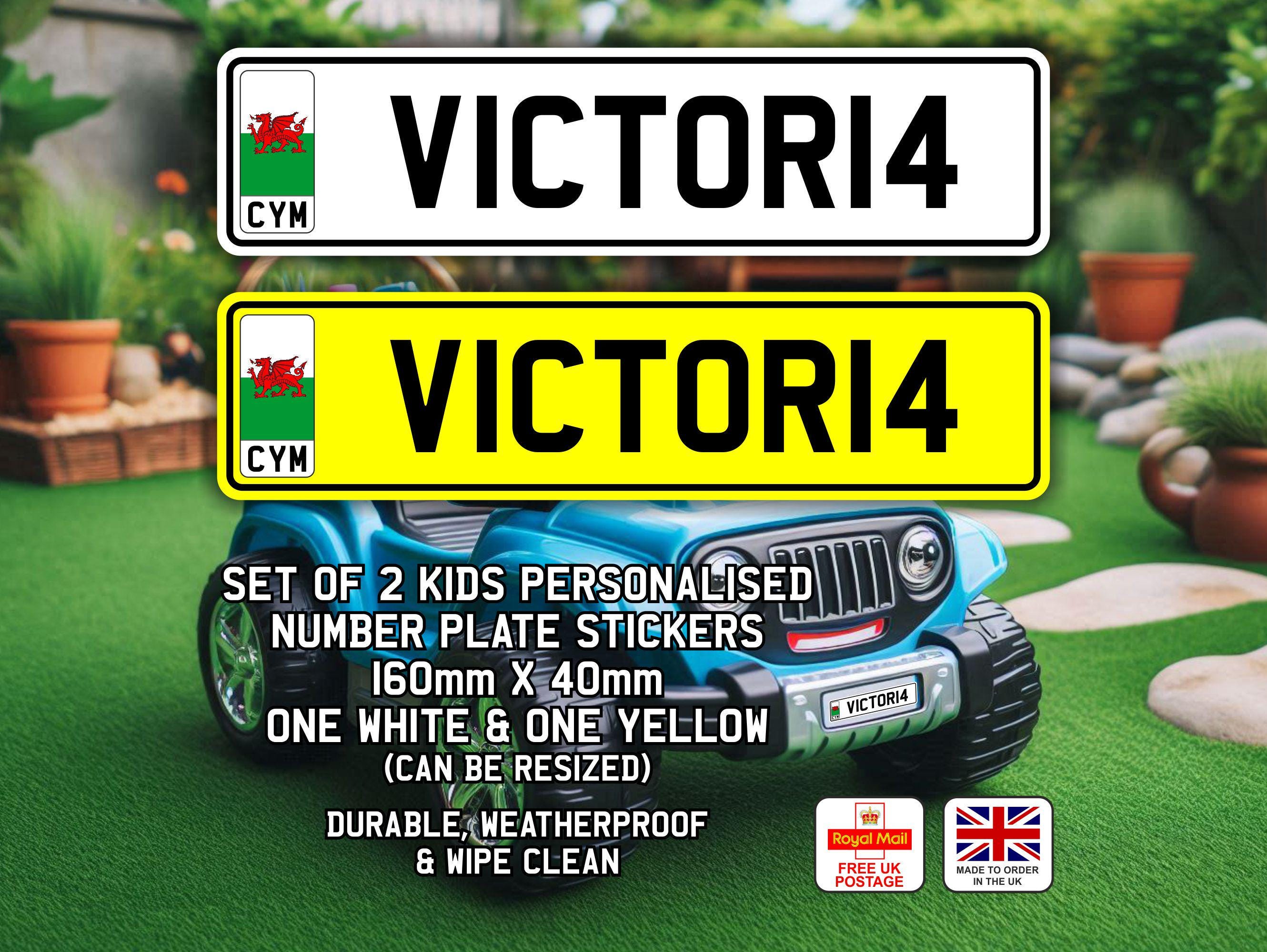 Personalized Ride-on Car Number Plate Stickers – Wales Flag, Waterproof ...