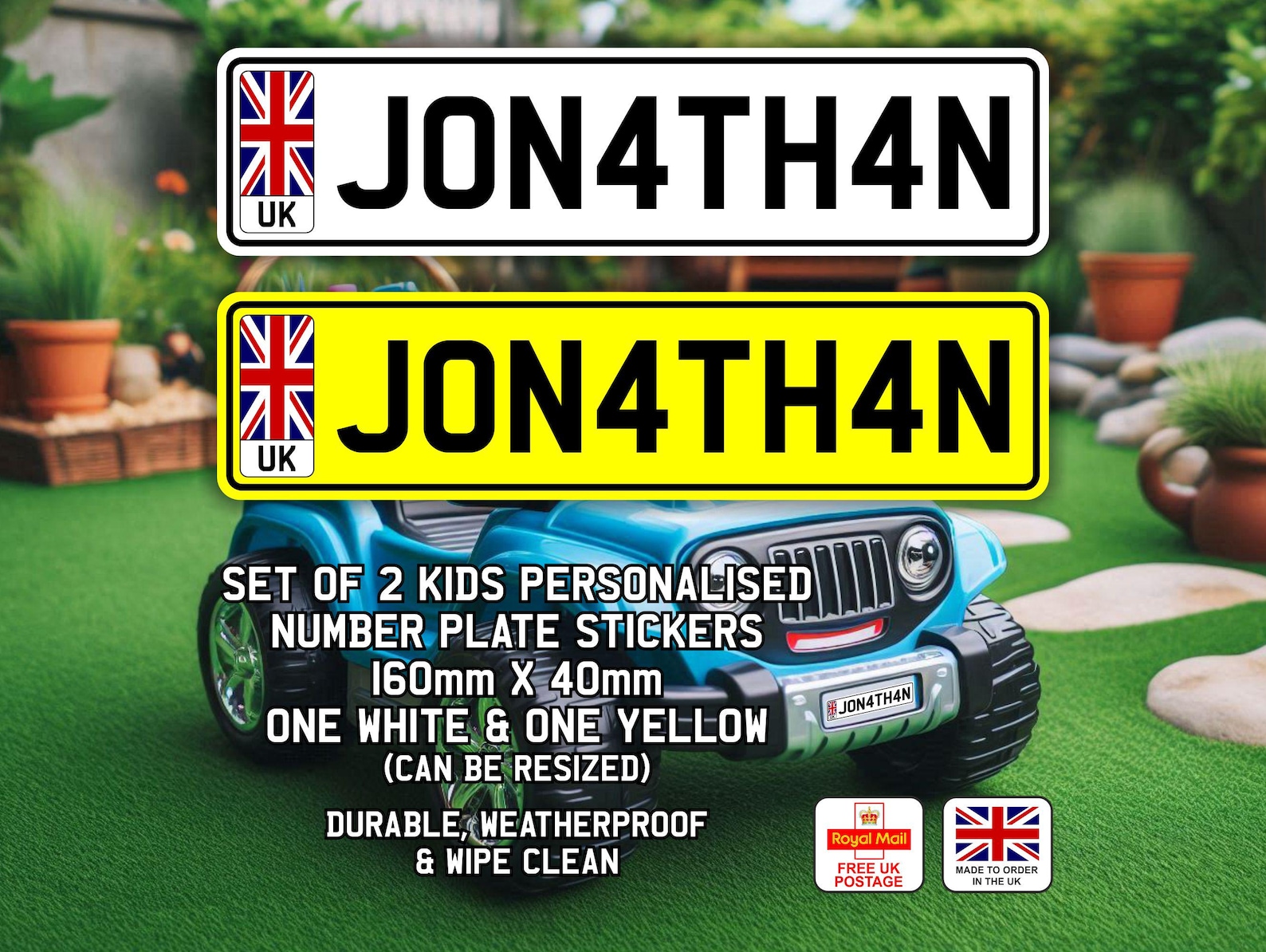 Personalized Ride-on Car Number Plate Stickers – Wales Flag, Waterproof ...
