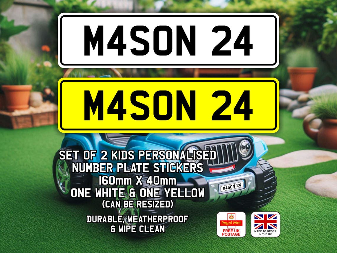 Personalized Ride-on Car Number Plate Stickers – Wales Flag, Waterproof ...
