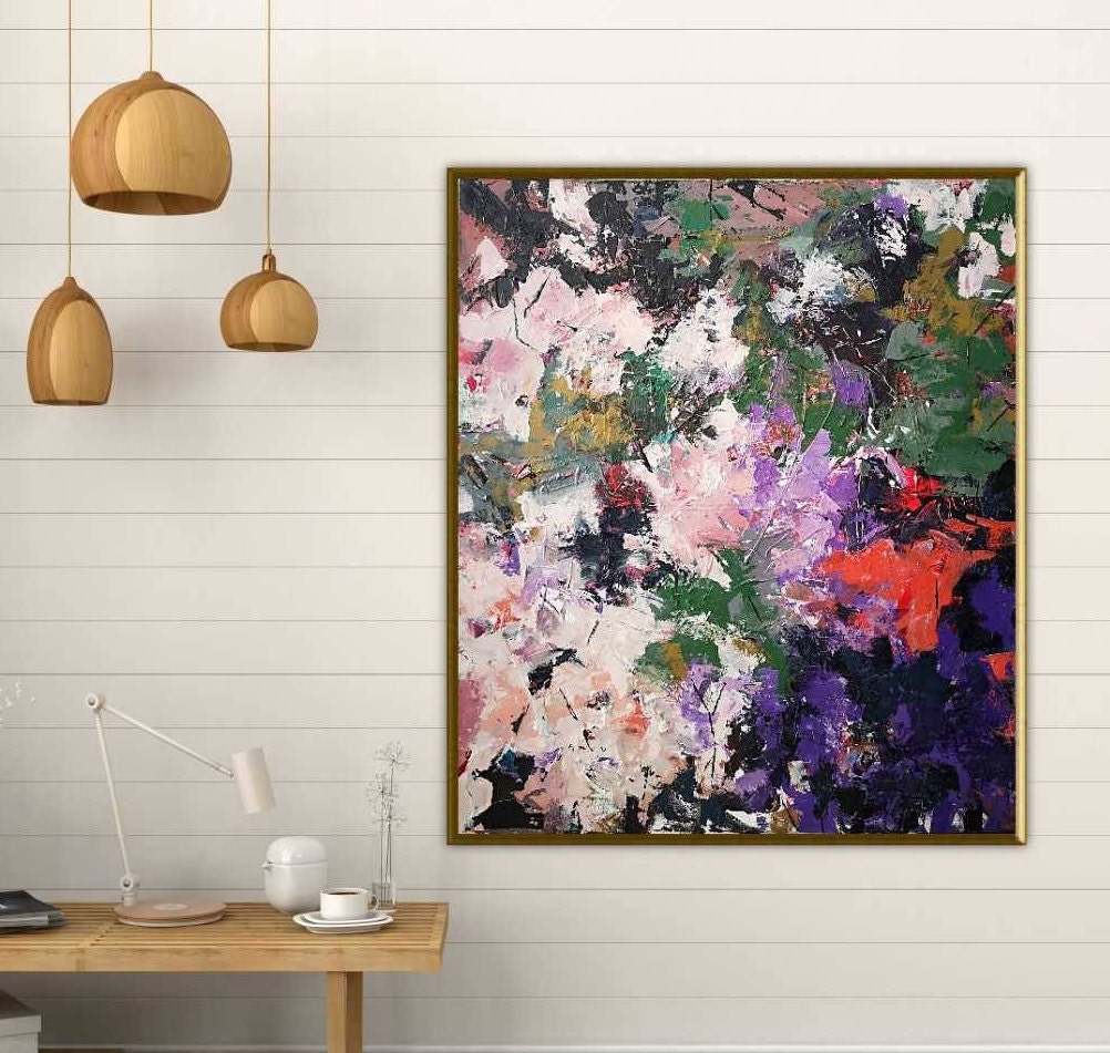 Extra Large Abstract Floral Painting, Contemporary Wall Art (47.2x39.4 ...