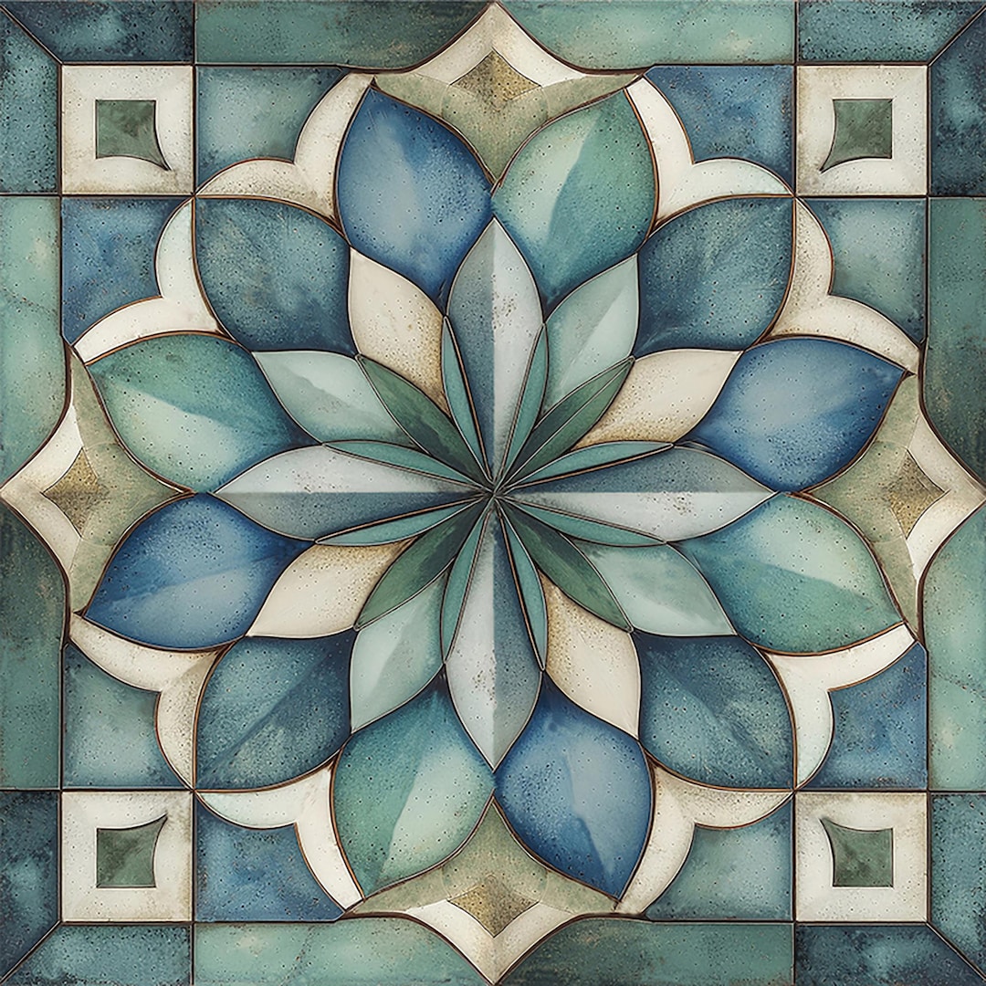 1899 - Lotus Petal-8x8 6x6 4.25x4.25 - Satin or Gloss -teal Aqua Green ...
