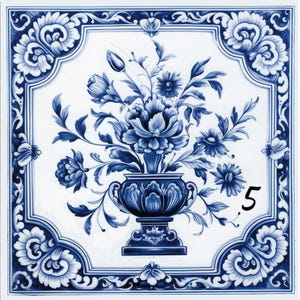 Deflt Blue Series 4 - 5 Different Delft Blue Vases on Satin Matte White ...