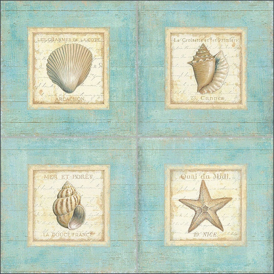 1910 - 4 Piece Sea Shell Set - Decorative Tile, Pattern Tile, Tile ...