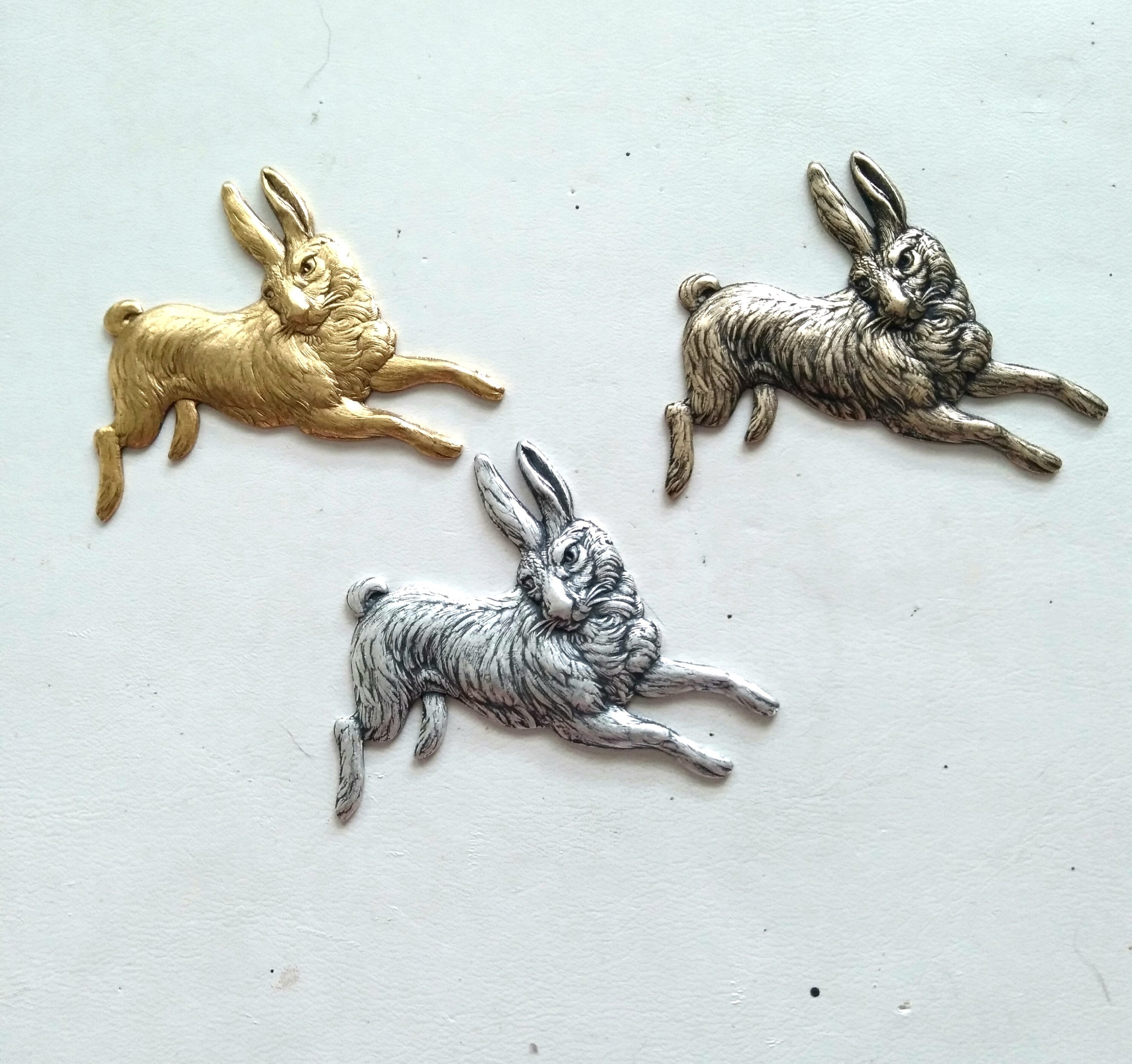 Antiqued Gold Rabbit Pin: Large Running Hare Jewelry - Etsy