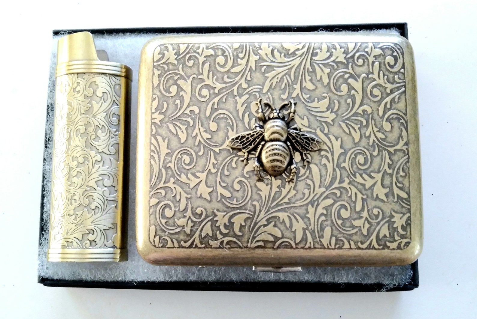 Ornate Brass Bee Cigarette Case Brass Honeybee Case - Etsy