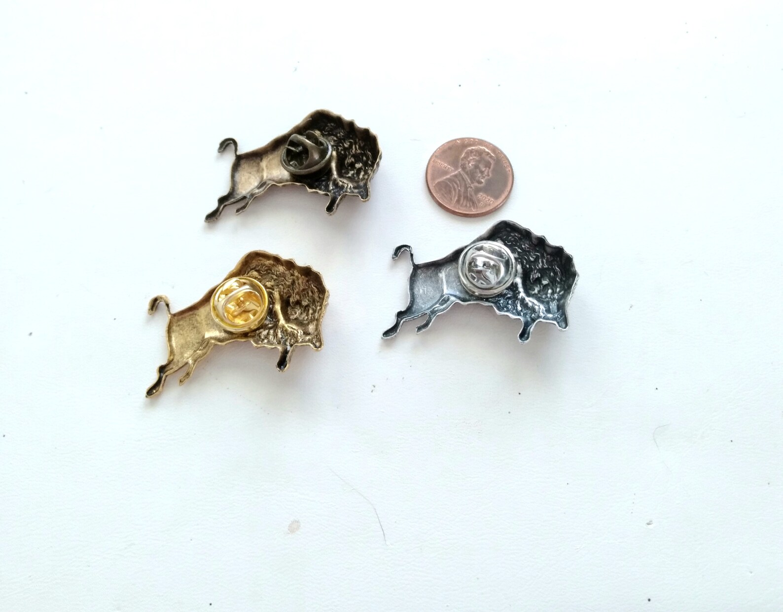 Large Buffalo Pin Antiqued Brass Buffalo Pin Antiqued Silver - Etsy