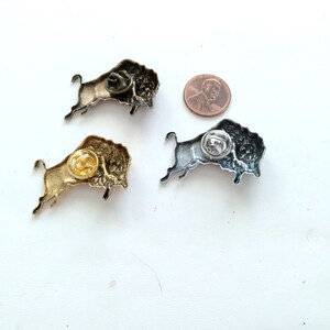 Large Buffalo Pin, Antiqued Brass Buffalo Pin, Antiqued Silver Buffalo ...