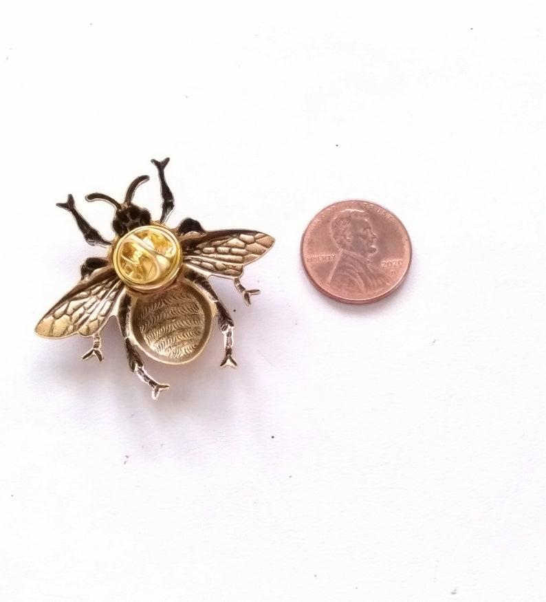 Huge Gold Bee Pin, Gold Honeybee Pin Brooch, Antiqued Gold Bee Pin, Big ...