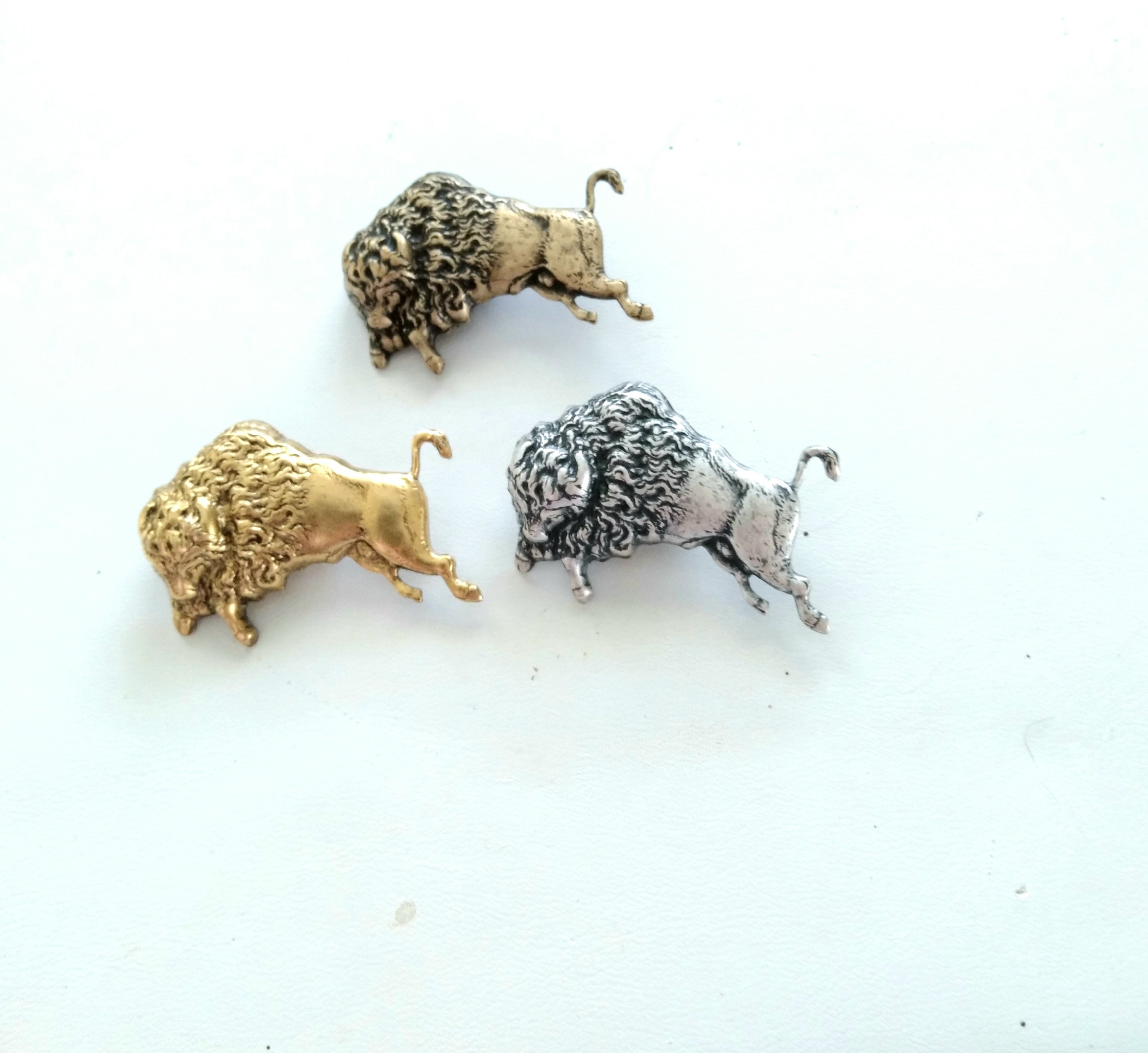 Large Buffalo Pin Antiqued Brass Buffalo Pin Antiqued Silver - Etsy