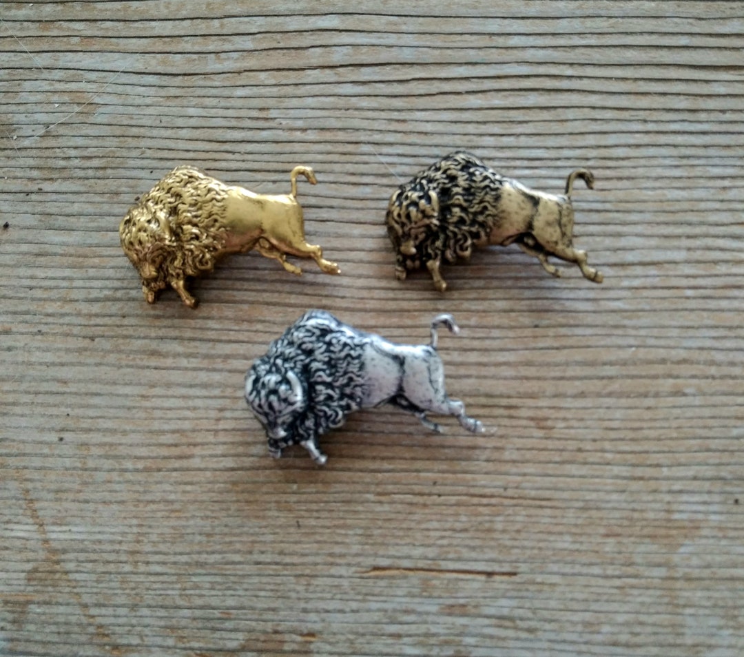Large Buffalo Pin, Antiqued Brass Buffalo Pin, Antiqued Silver Buffalo ...