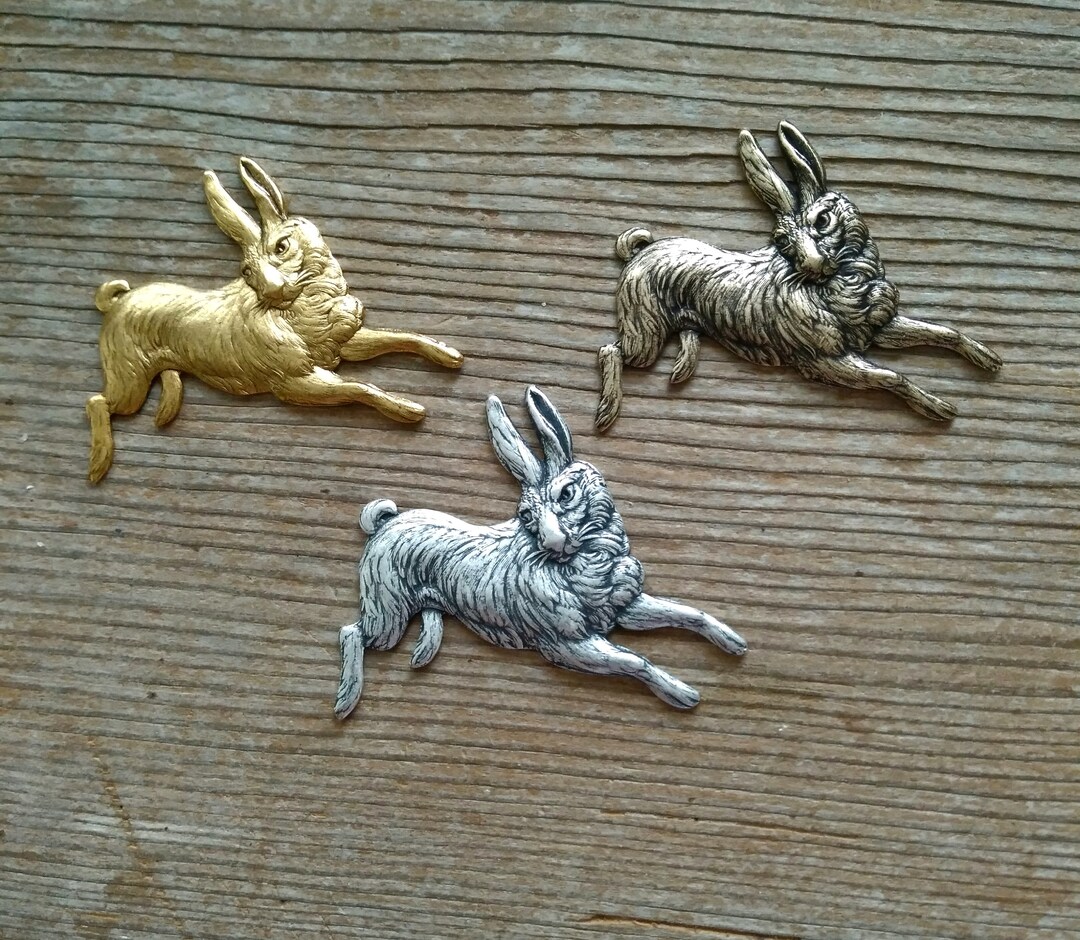 Huge Rabbit Pin, Antiqued Gold Rabbit Pin, Antiqued Gold Bunny Pin ...