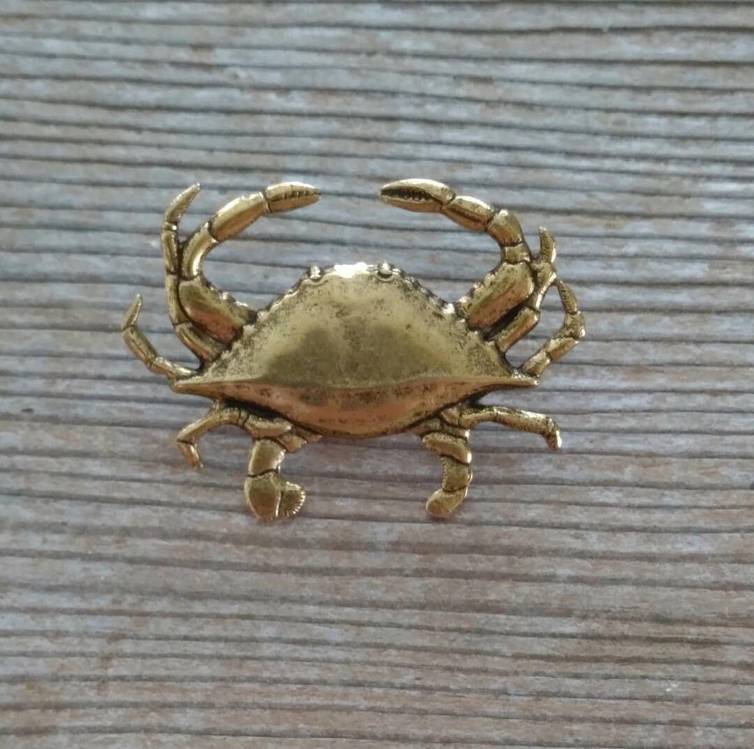 LAST ONE the Golden Crab Pin, Crab Jewelry, Antiqued Gold Crab Pin ...