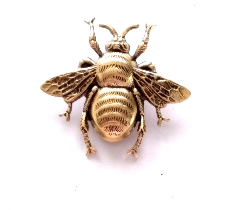 Huge Gold Bee Pin, Gold Honeybee Pin Brooch, Antiqued Gold Bee Pin, Big ...