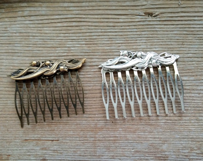 Lily of the Valley Comb, Antiqued Brass Floral Comb, Lily Comb, Brass ...