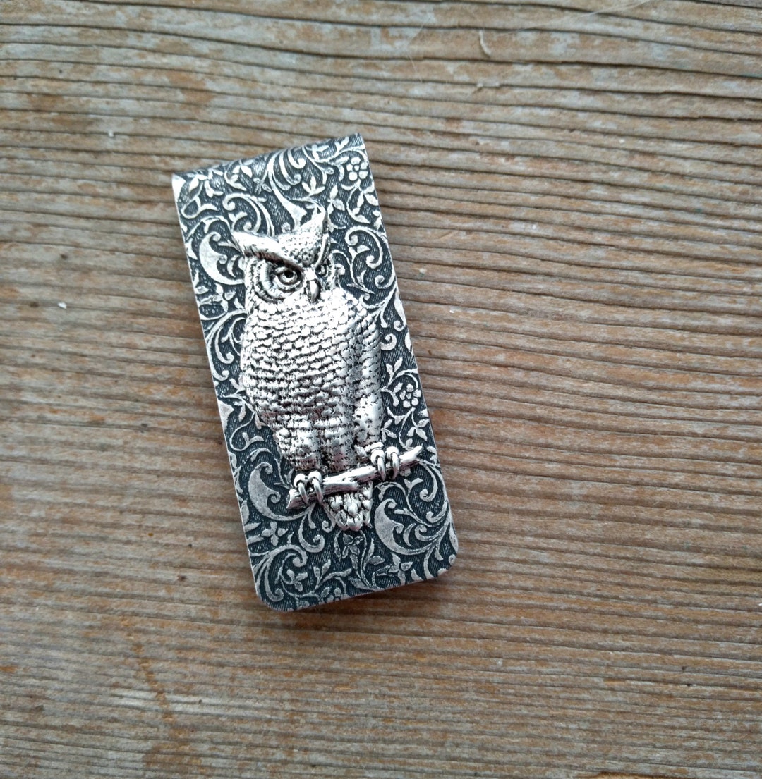 Antiqued Silver Owl Money Clip, Silver Money Clip, Art Nouveau Money ...