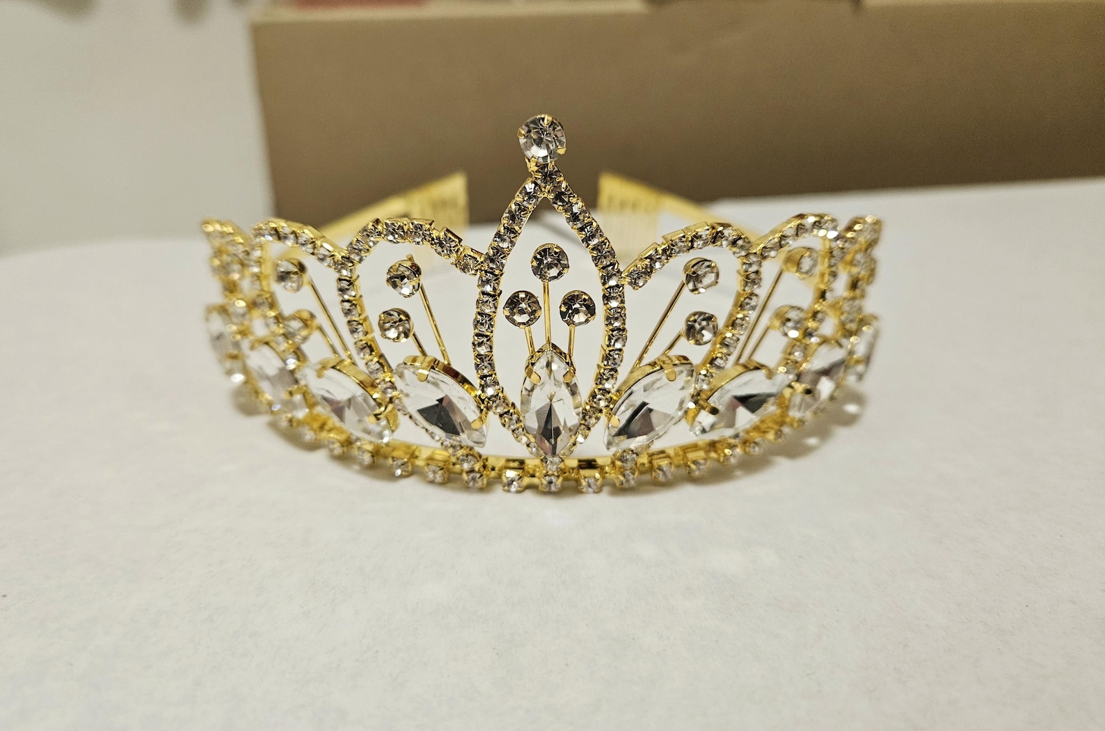 Large Bridal Party Gold Colour Tiara Shining Rhinestones - Etsy