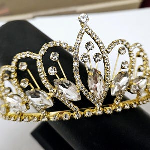 Large Bridal Party Gold Colour Tiara Shining Rhinestones - Etsy