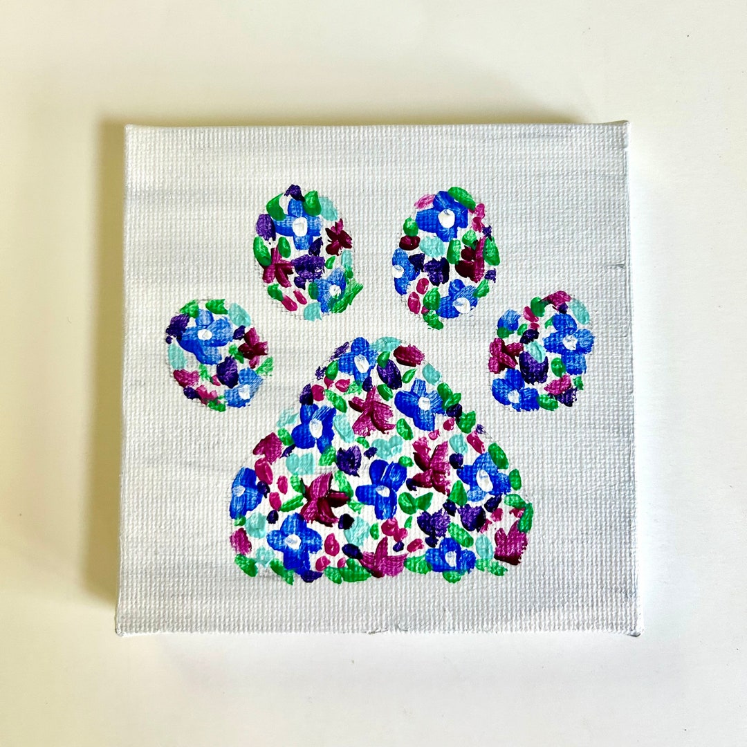 Mini Original Dog Paw Ditsy Floral Painting in Your Choice of Colors - Etsy