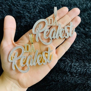 14k Gold Finish Da Realest Hip Hop Simulated Diamond Pendant W/ Rope ...