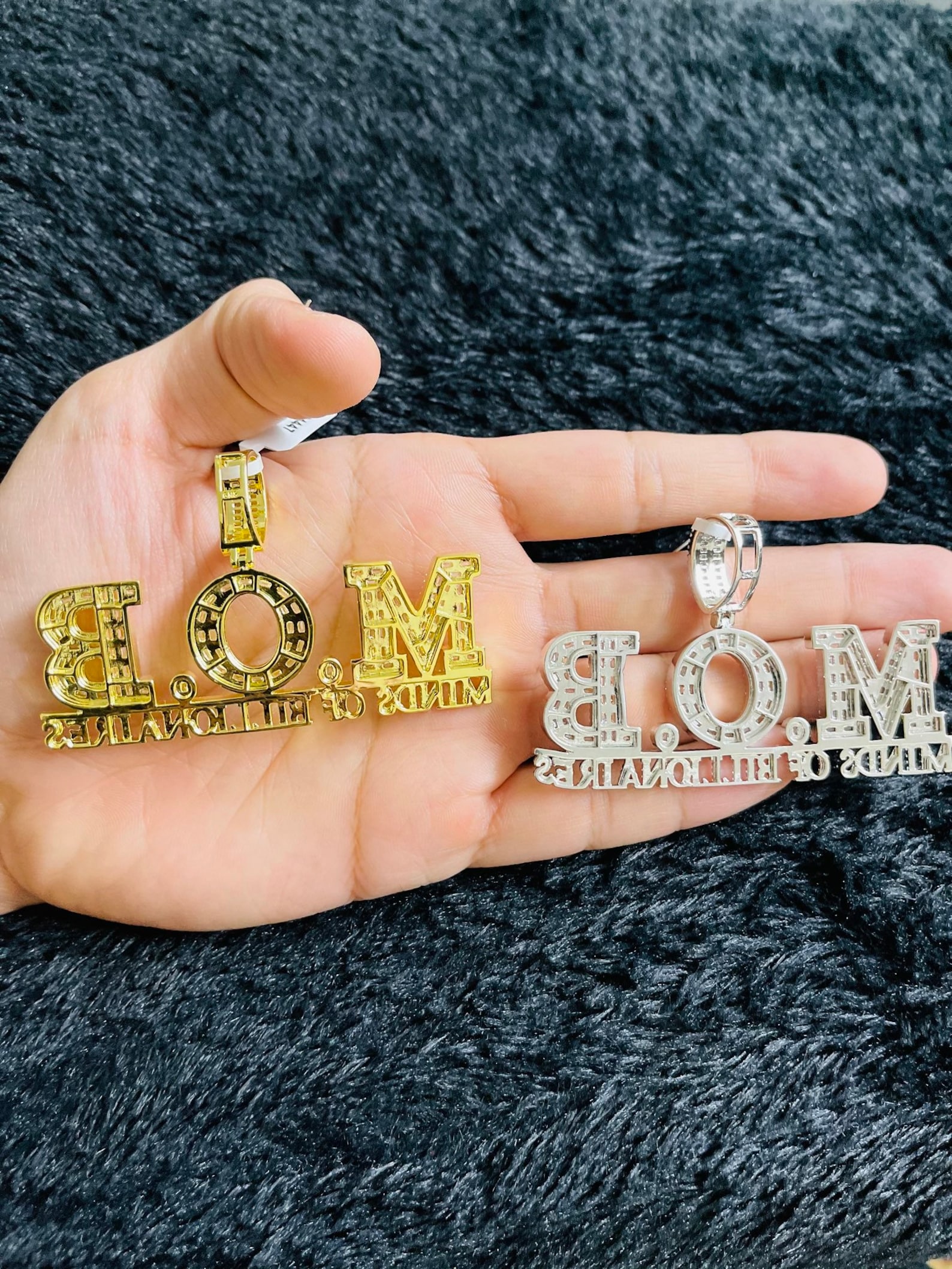 14k Gold Finish MOB Mind of Billionaires Hip Hop Simulated Diamond ...