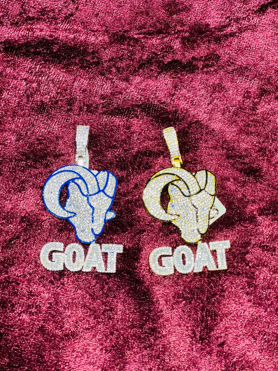 14k Gold Finish GOAT Hip Hop Simulated Diamond Pendant W/ Chain - Etsy