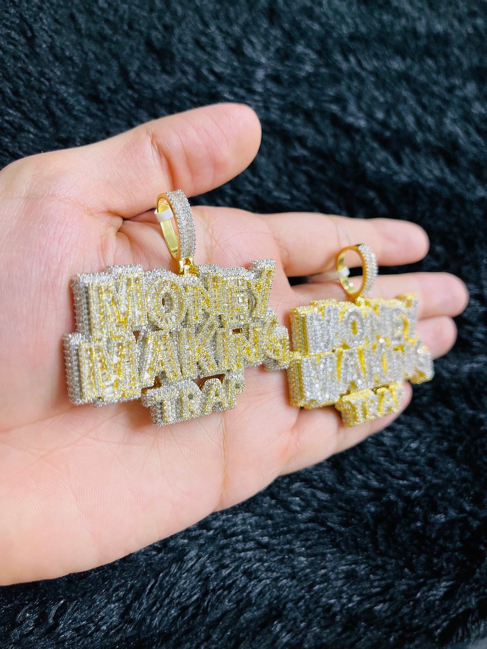 14k Gold Finish Money Making Trap Simulated Diamond Hip Hop - Etsy
