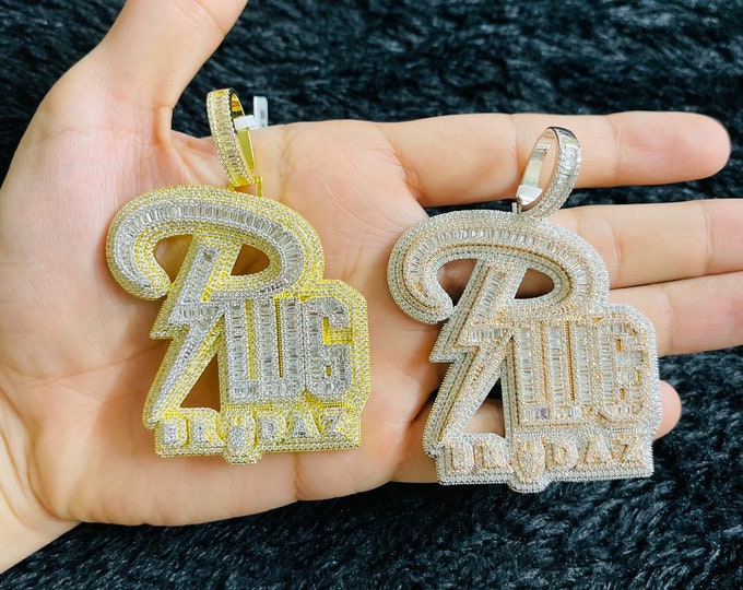14k Gold Finish Plug Brudaz Hip Hop Simulated Diamond Pendant W/ Chain ...