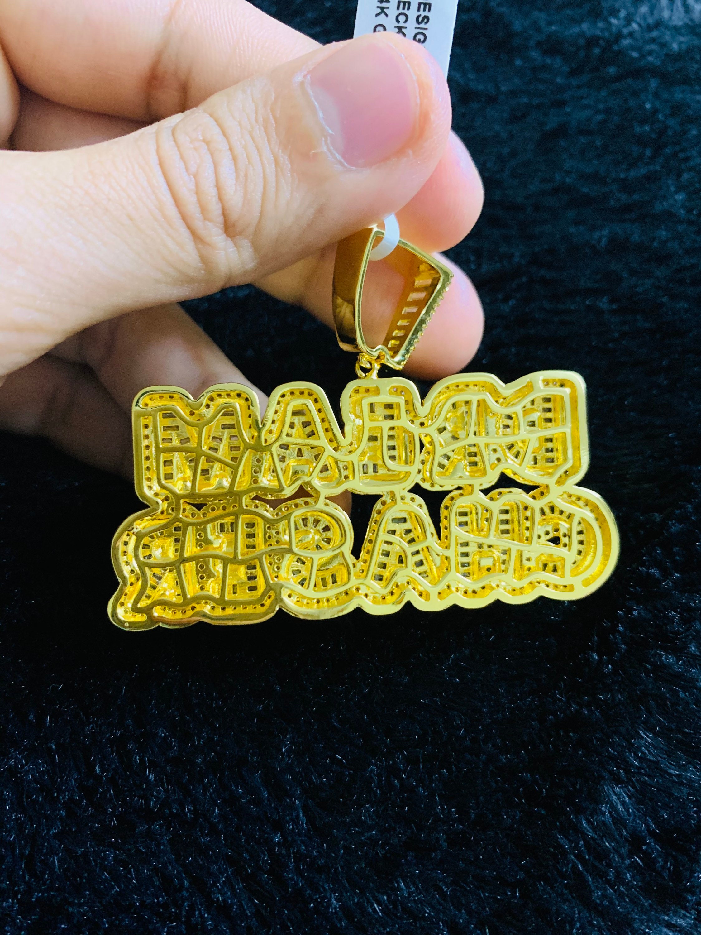 14k Gold Finish Dream Chaser Simulated Diamond Hip Hop Pendant W Rope Chain Etsy