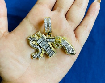 14k Gold Finish Boss With Crown Tricolor Hip Hop Simulated Diamond ...