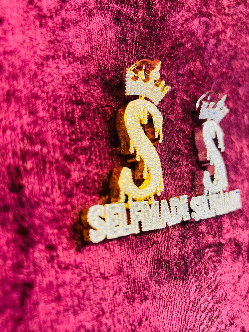 14k Gold Finish Self Made With Crown Simulated Diamond Hip Hop - Etsy
