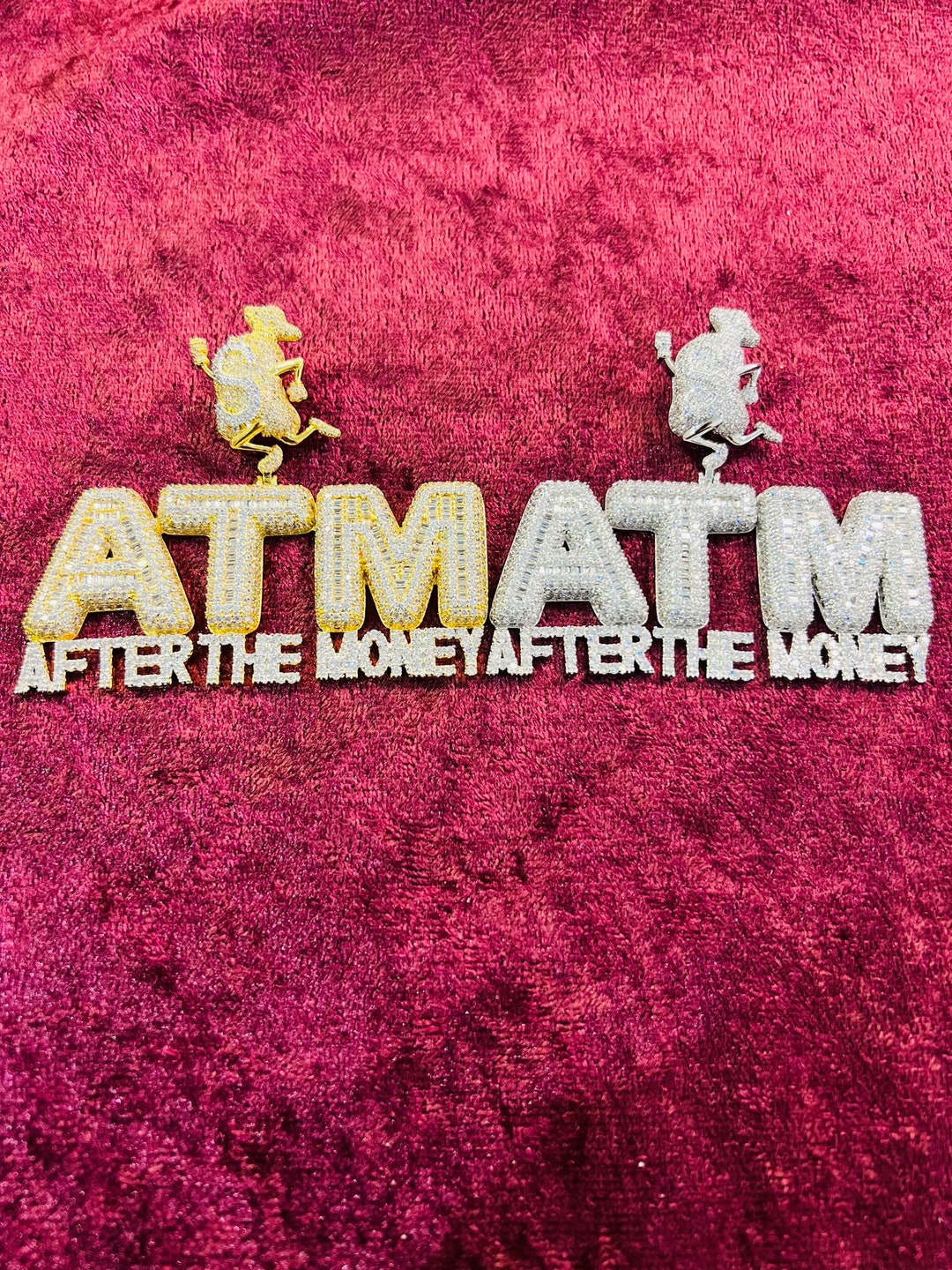 14k Gold Finish ATM After the Money Hip Hop Charm Pendant W/ Rope Chain ...