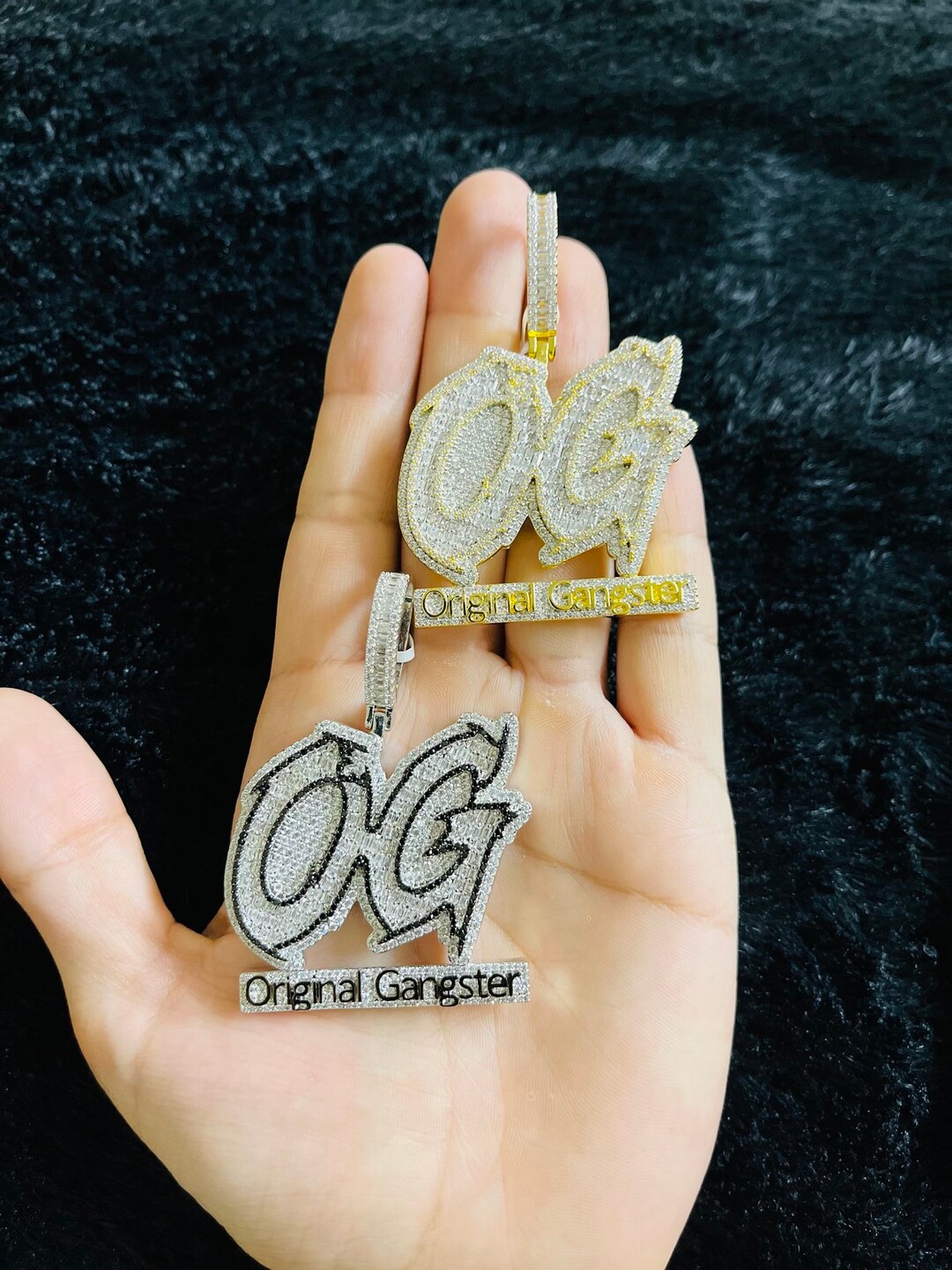 14k Gold Finish OG Original Gangster Hip Hop Simulated Diamond Pendant ...