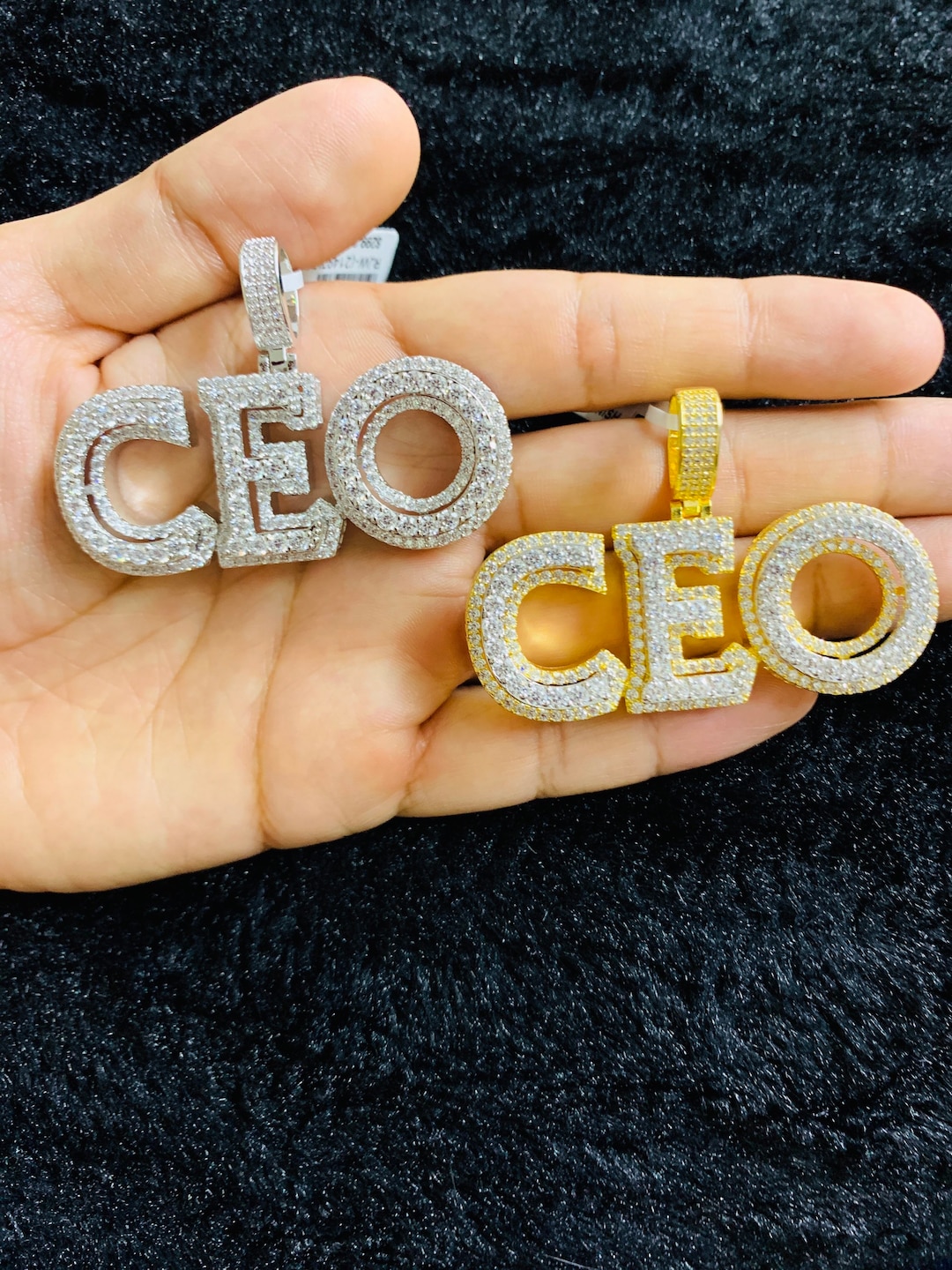 14k Gold Finish CEO Hip Hop Simulated Diamond Charm Pendant W/ Rope ...