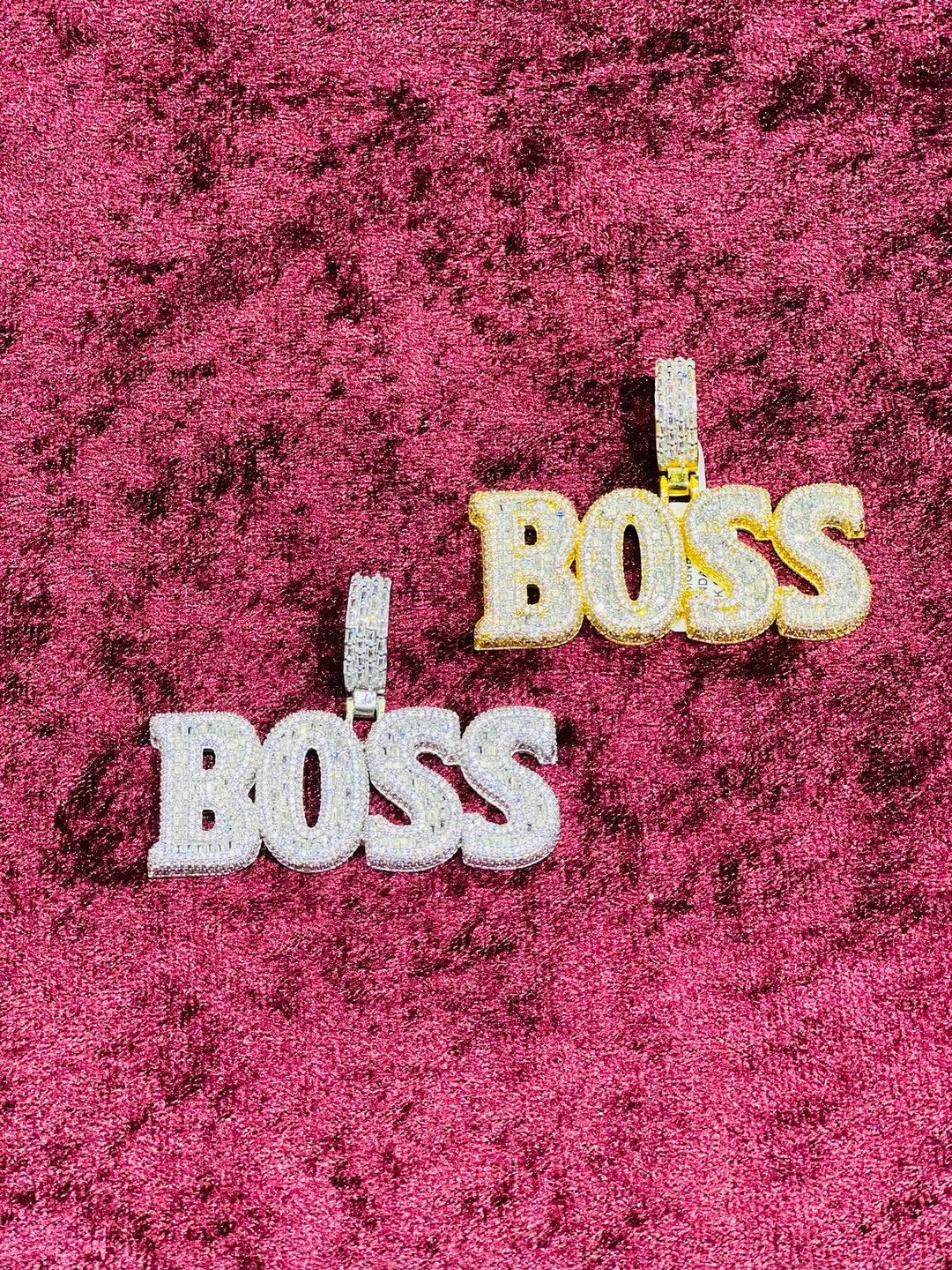 14k Gold Finish Boss Hip Hop Simulated Diamond Charm Pendant W/ Rope ...
