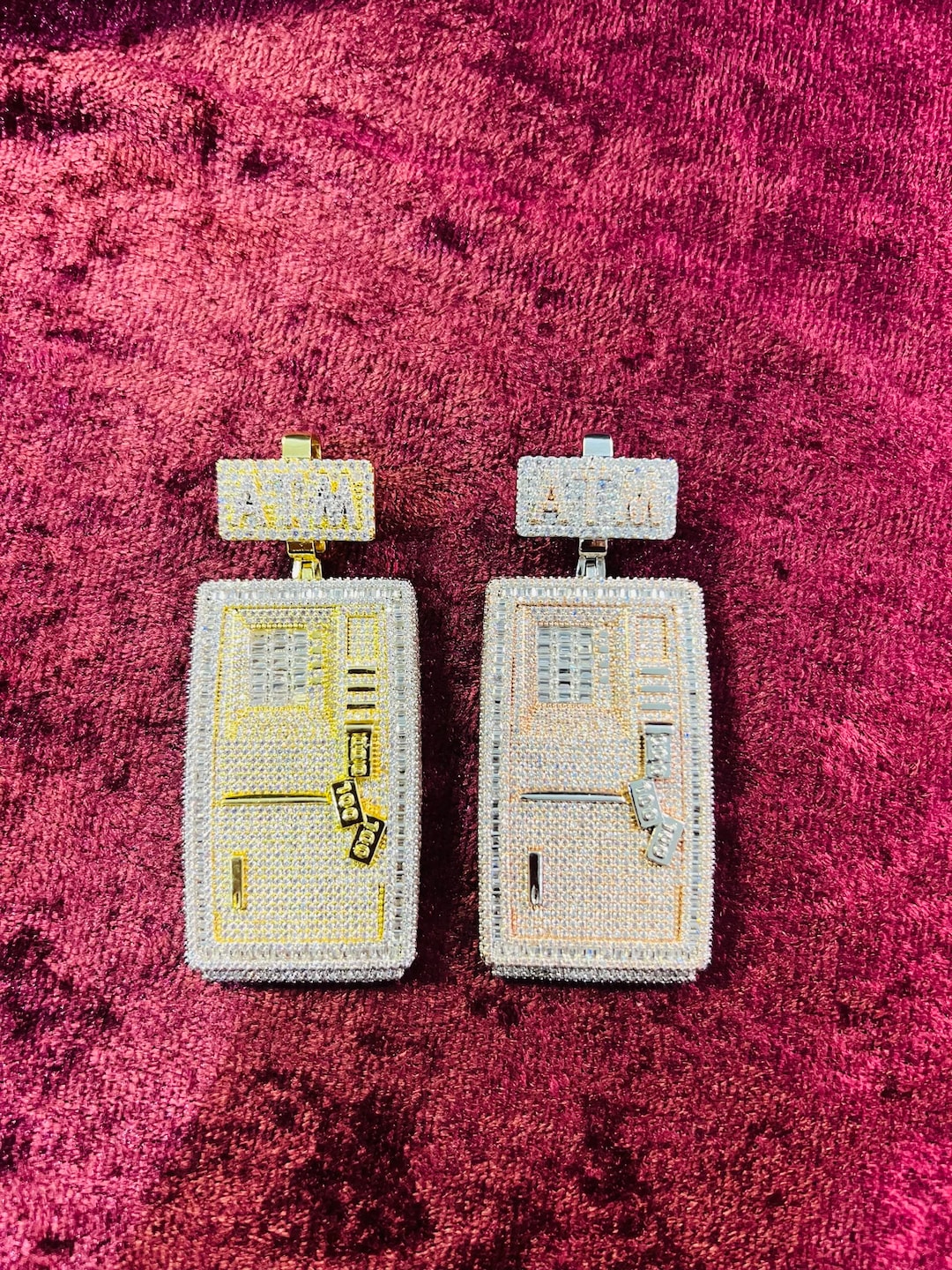 14k Gold Finish ATM Hip Hop Charm Pendant W/ Rope Chain - Etsy