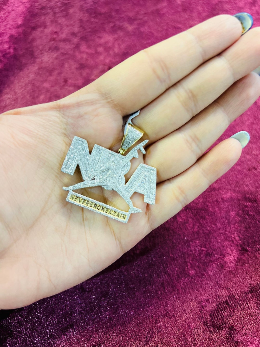 10KT Gold Never Broke Again 1/2 CTW Diamond Hip Hop Pendant - Etsy UK