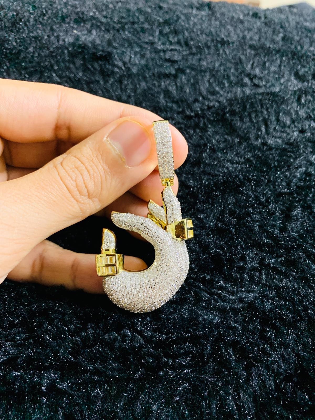 14k Gold Finish Okay Emoji With Middle Finger Hip Hop Charm Pendant W ...
