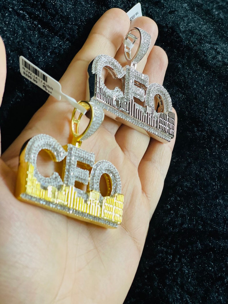 14k Gold Finish CEO Hip Hop Simulated Diamond Pendant W/ Rope - Etsy