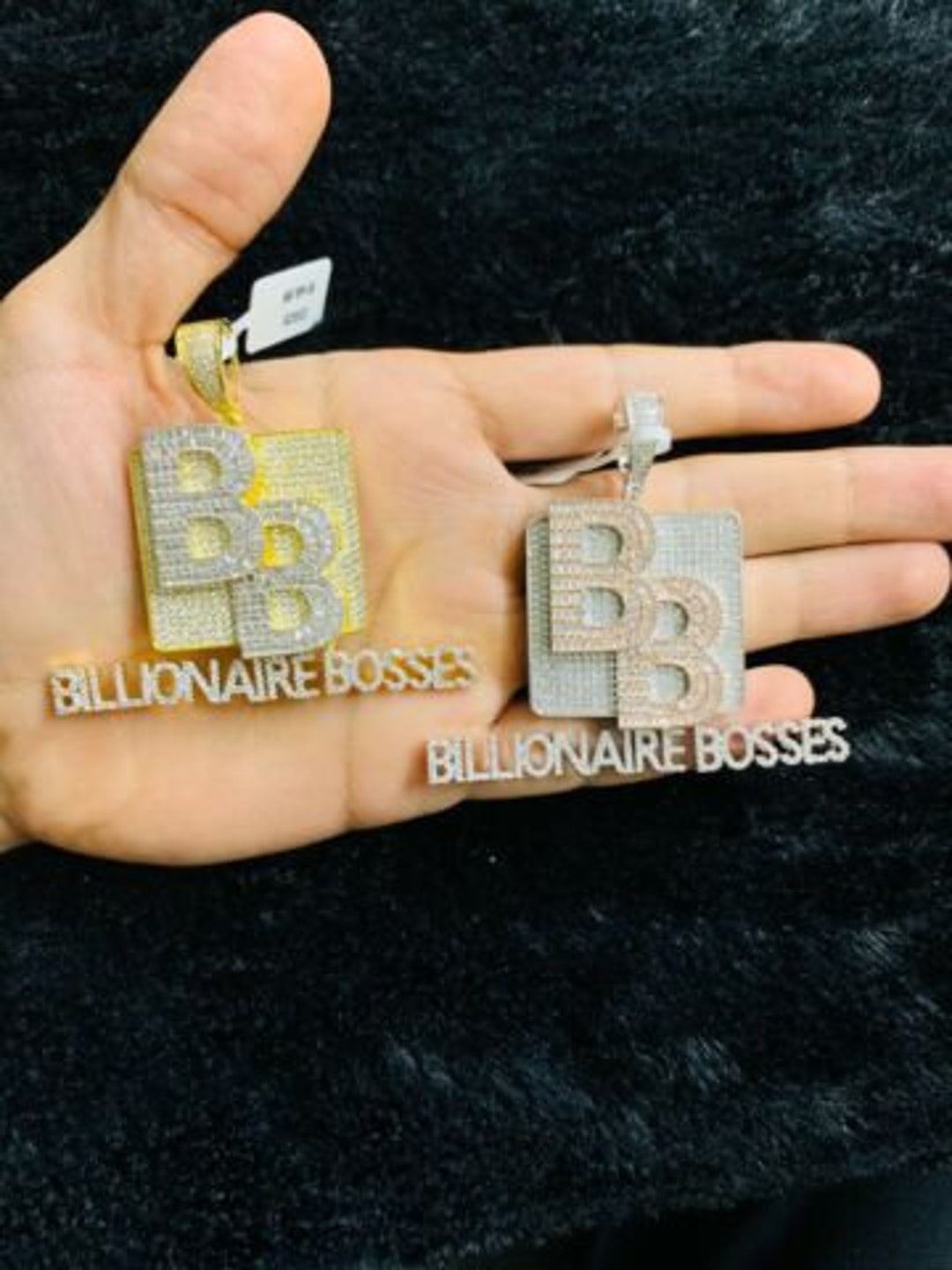 14k Gold Finish BB Billionaire Bosses Hip Hop Simulated Diamond Pendant ...