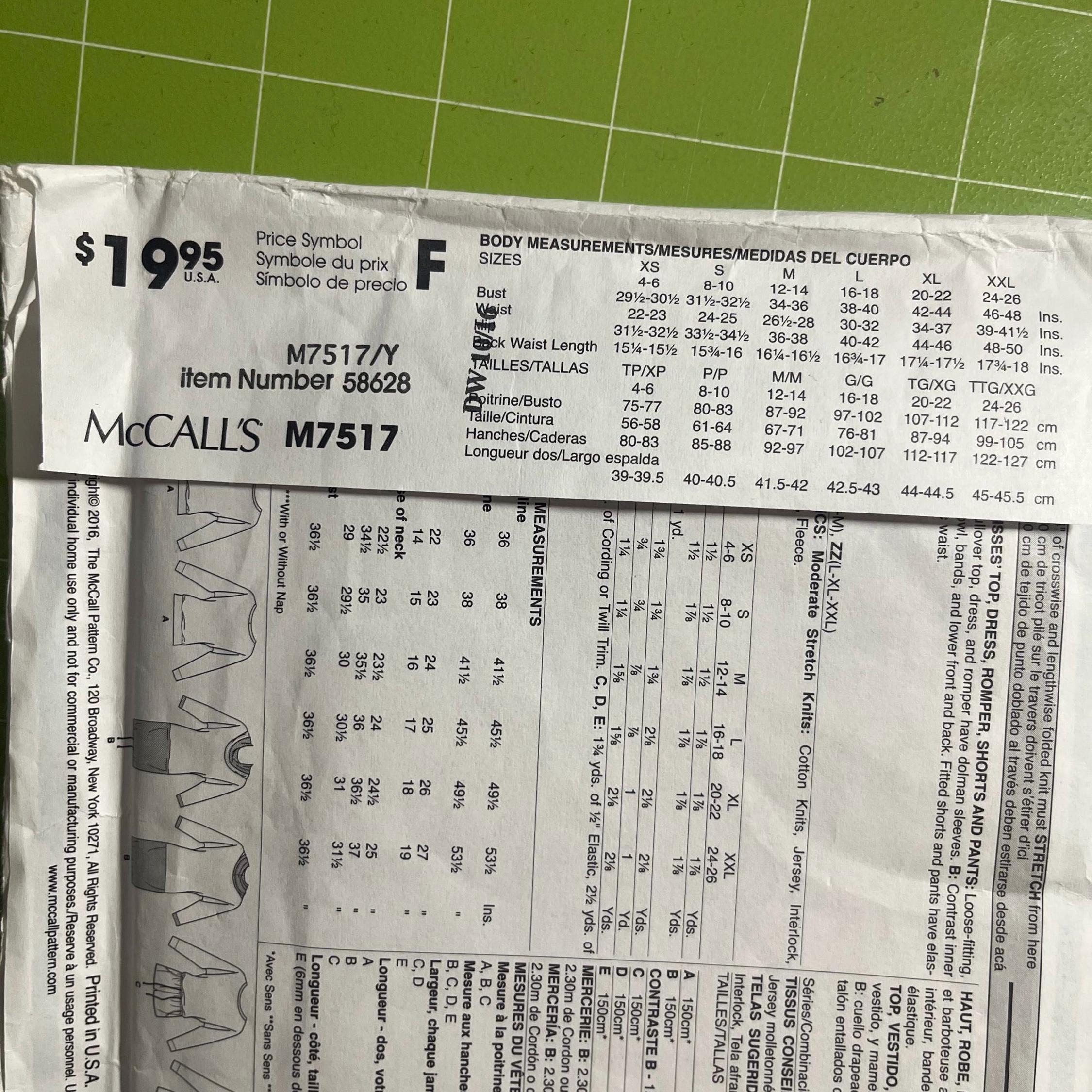 Mccall's 7517 Loungewear Sewing Pattern: XS-MED, Uncut - Etsy