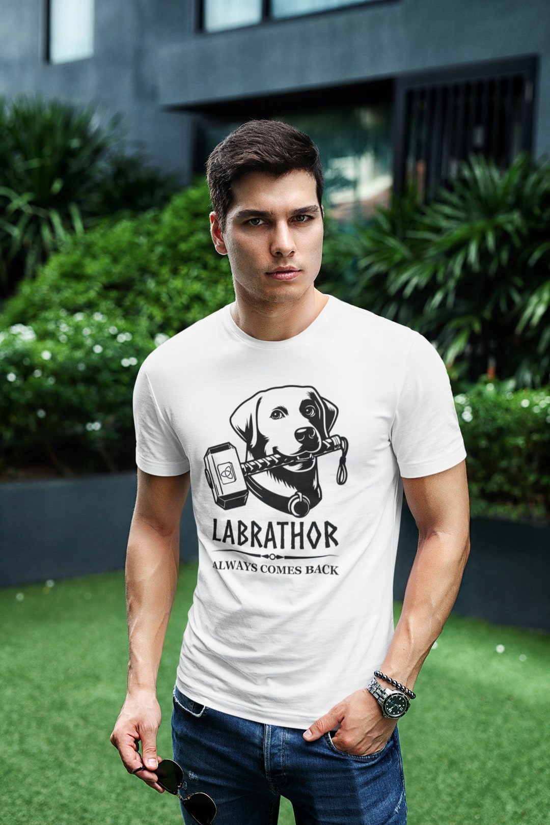 T-shirt LABRATHOR Labrador Thor Dog Superhero Cartoon Men's Unisex - Etsy