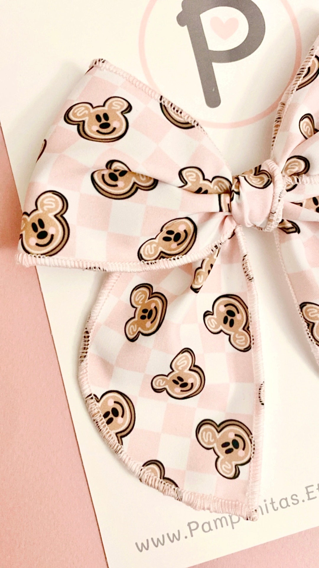 Pink Mickey Checkers Pattern, Mickey Cookie Pattern, Hair Bows, Mickey ...