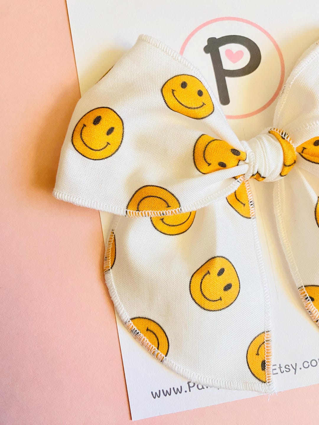 Smiley Face Bow: Retro Groovy Cotton Hair Bow - Etsy