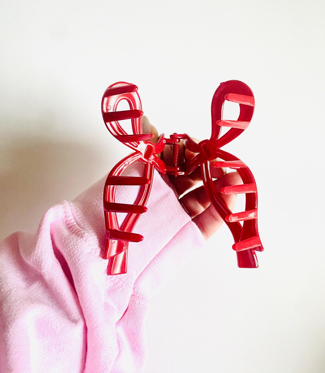 Cherry Red Bow Claw Clip: Glossy Hair Accessory - Etsy