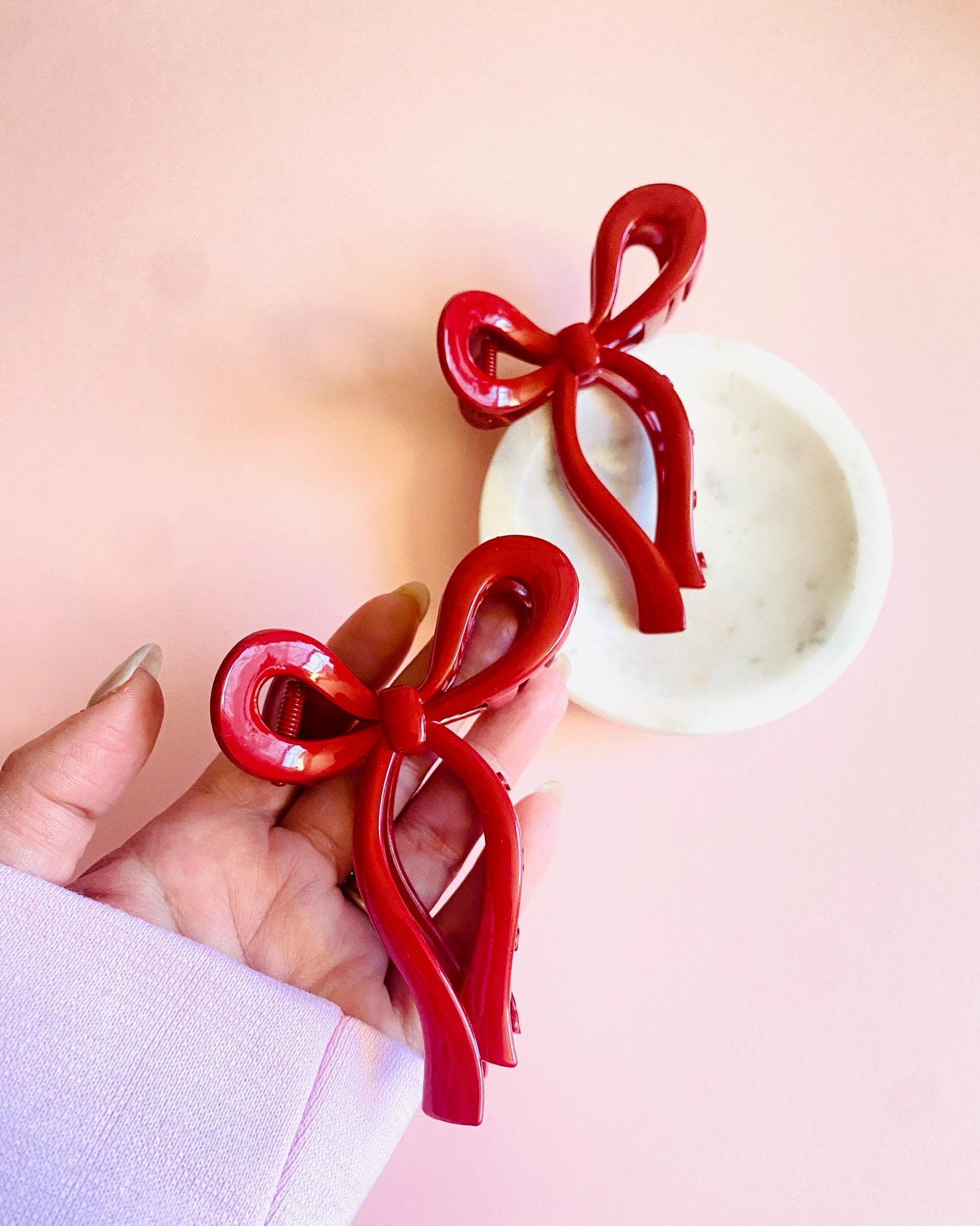 Cherry Red Bow Claw Clip: Glossy Hair Accessory - Etsy