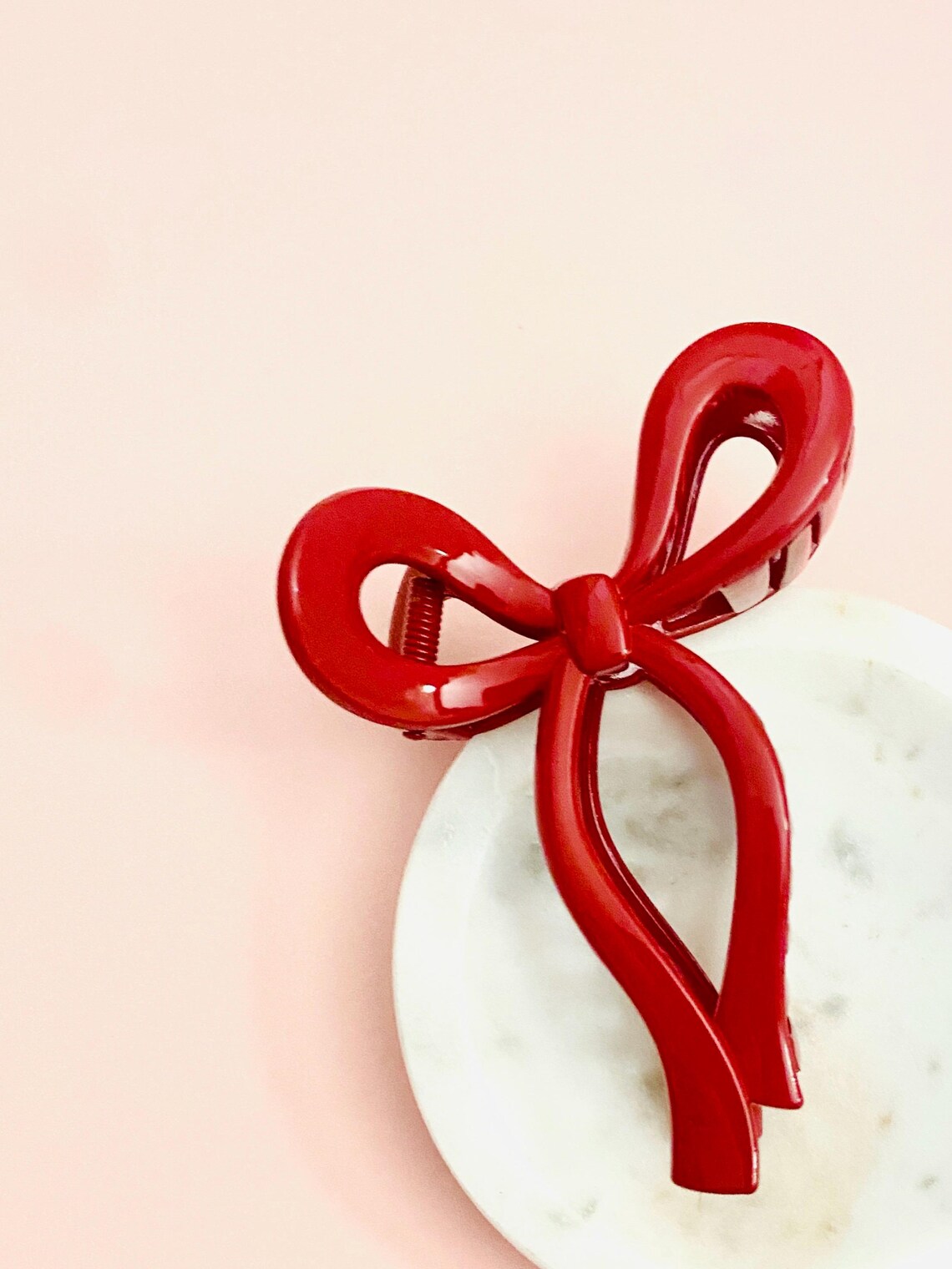 Cherry Red Bow Claw Clip: Glossy Hair Accessory - Etsy