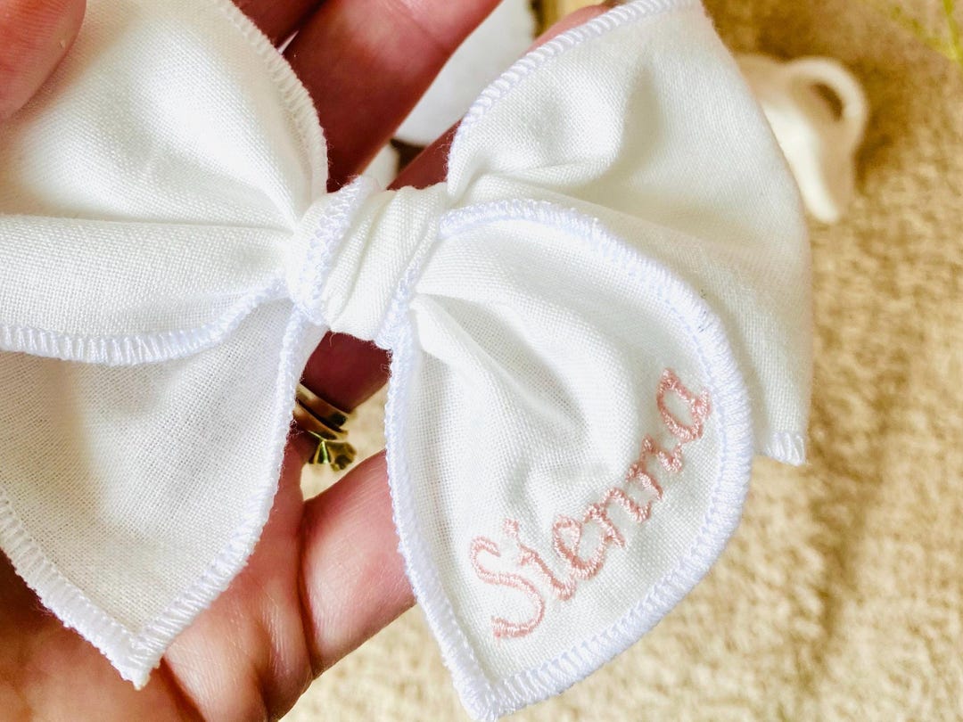 Personalized Name, Custom Name, Embroidered Bows, Baby Bows, Newborn ...