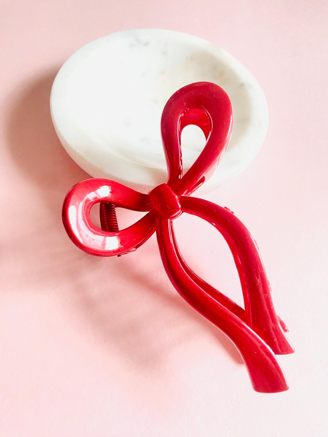 Cherry Red Bow Claw Clip: Glossy Hair Accessory - Etsy