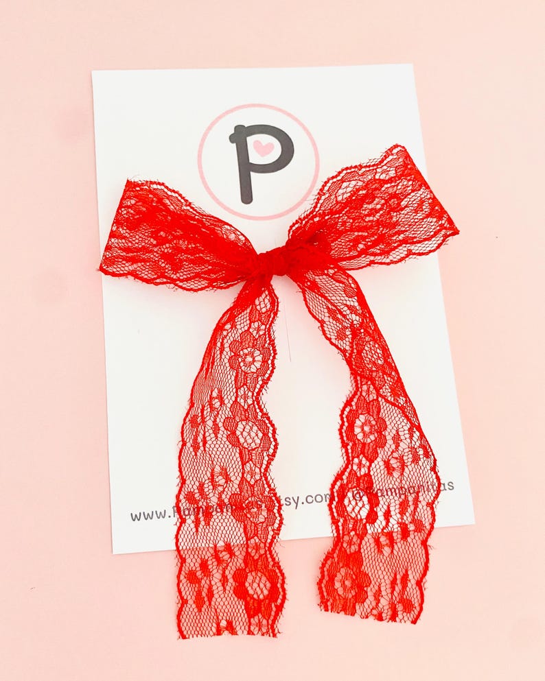 Red Lace Bow: Oversized Coquette Hair Clip - Etsy